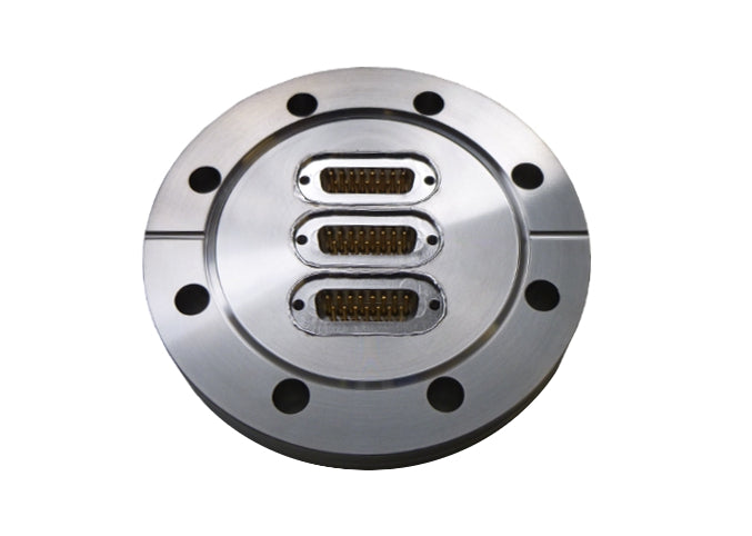 DN63CF FLANGE, 3 x SUB-D 15-WAY FEEDTHROUGHS, UHV – Nano Vacuum Pty Ltd