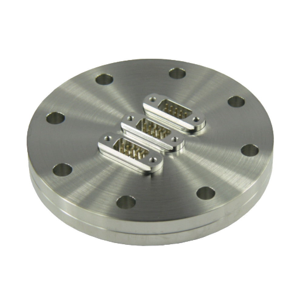DN63CF FLANGE, 3 x SUB-D 9-WAY FEEDTHROUGHS, UHV – Nano Vacuum Pty Ltd