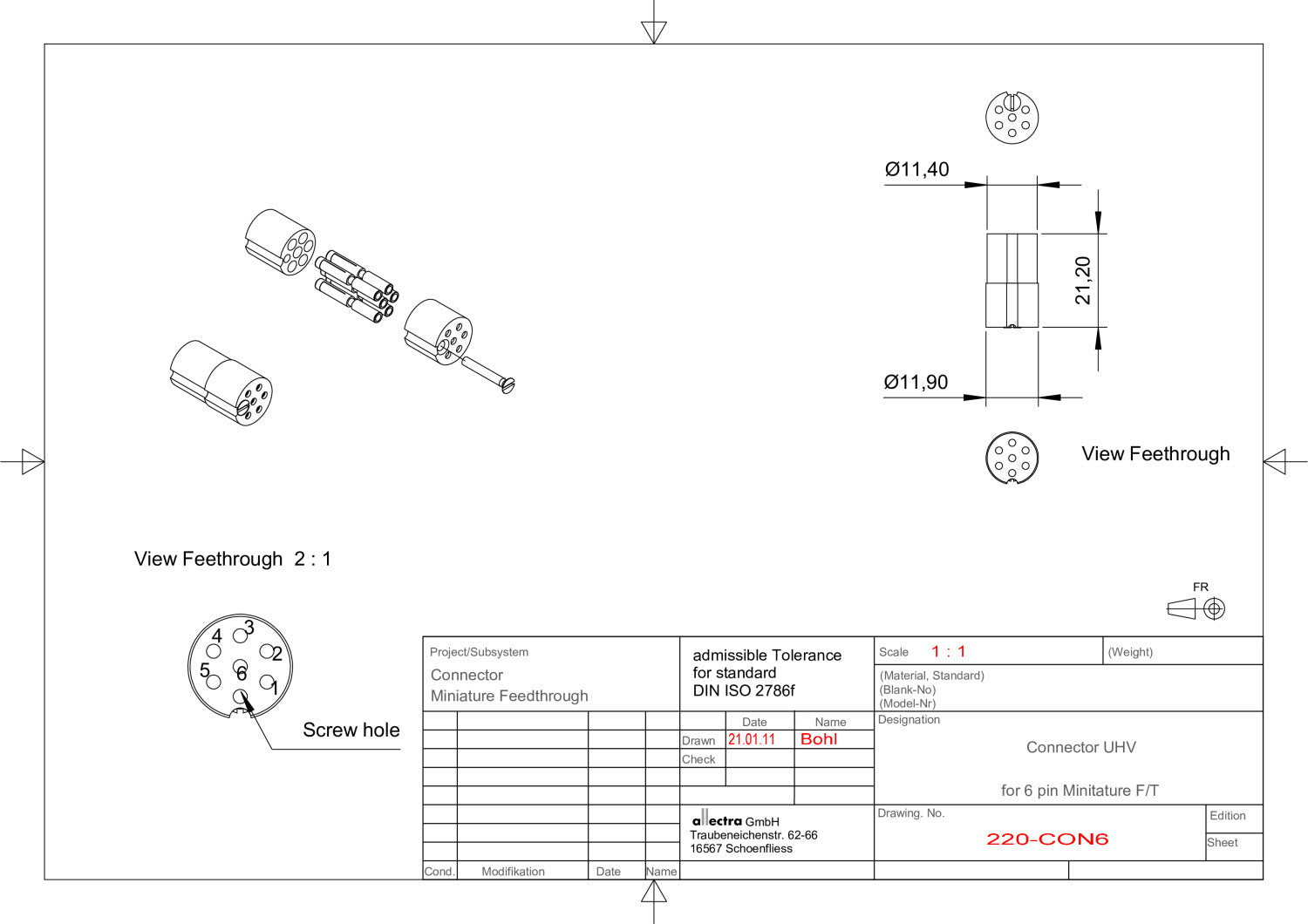 CM STANDARD CONNECTOR, 6 PIN, FEMALE, PEEK, UHV, PINS – Nano Vacuum Pty Ltd